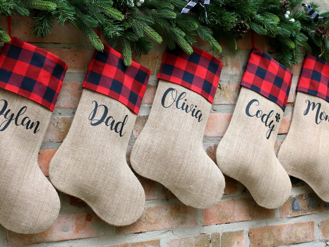 Buffalo Check Stockings, Buffalo Plaid Holiday Stocking Personalized ...
