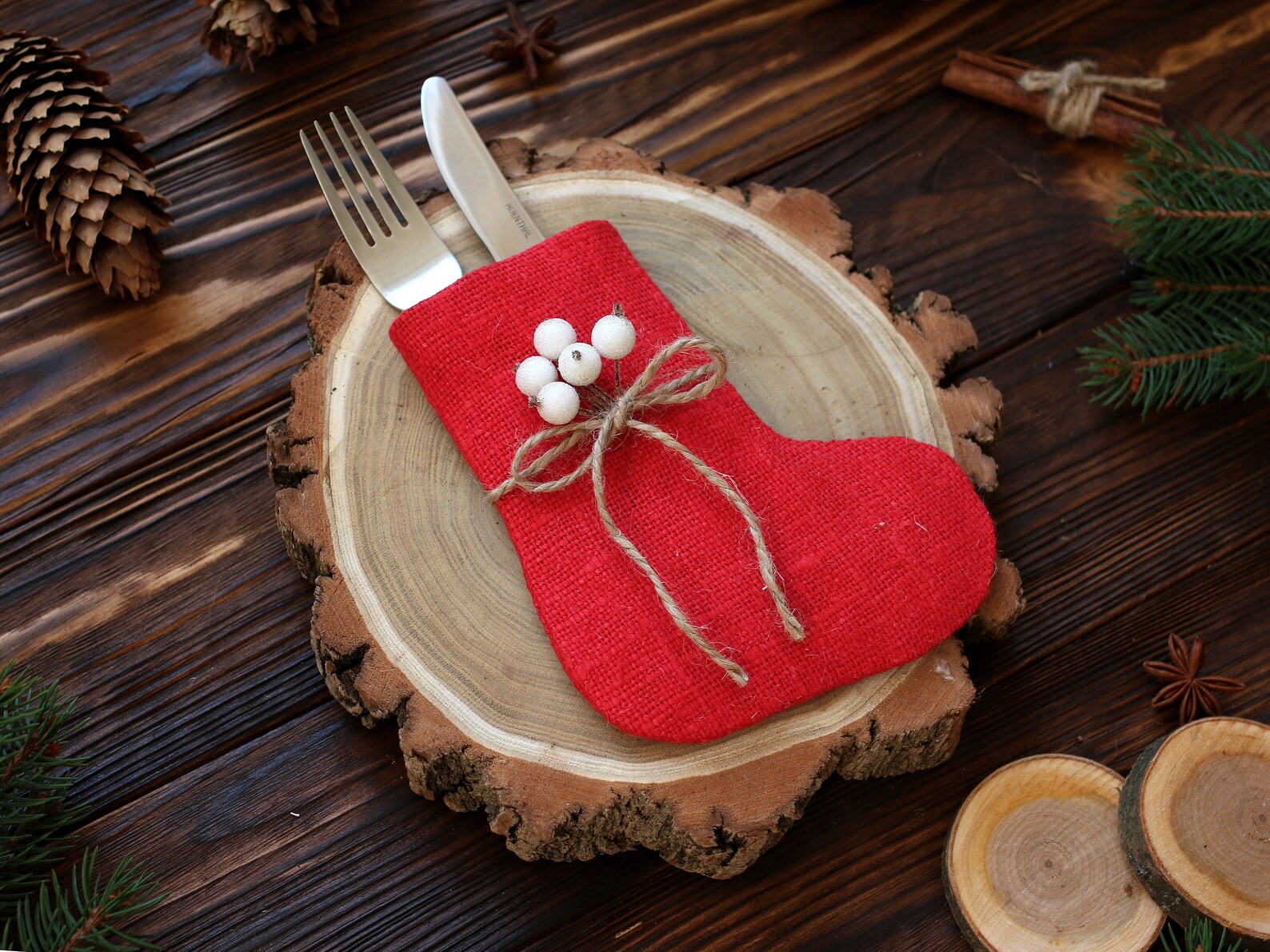 Christmas Silverware Holder Christmas Table Decor Burlap - Etsy