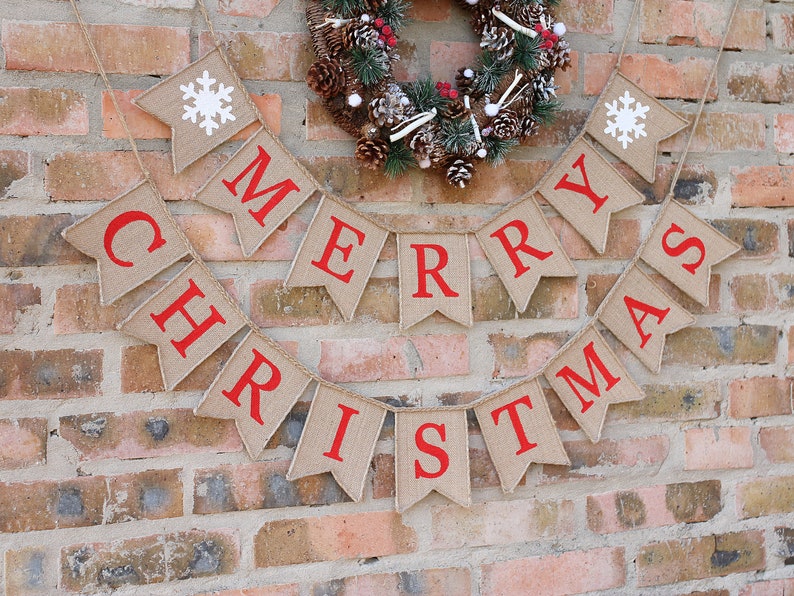 Merry Christmas Burlap Banner Christmas Garland Burlap - Etsy