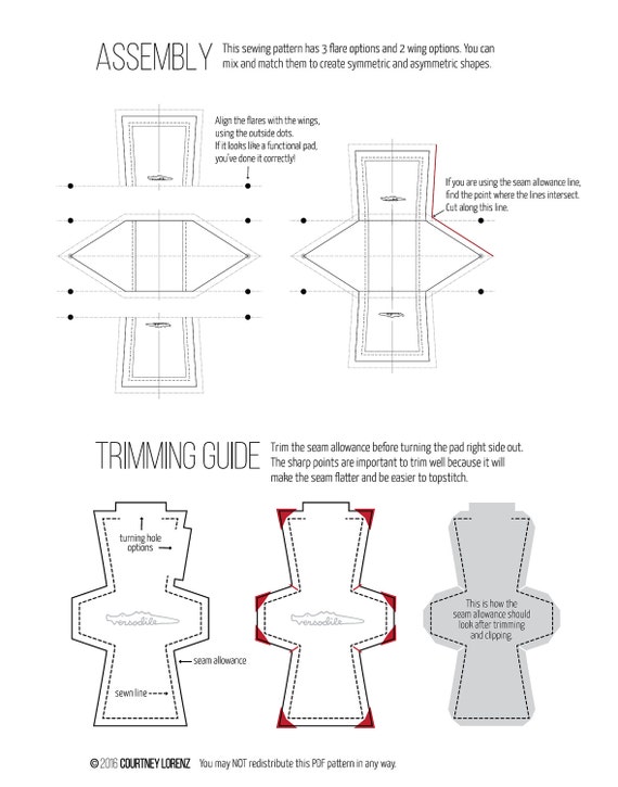 Kits & How To Fiona 10 LengthCloth Pad Sewing Pattern2.5 Snapped Width ...