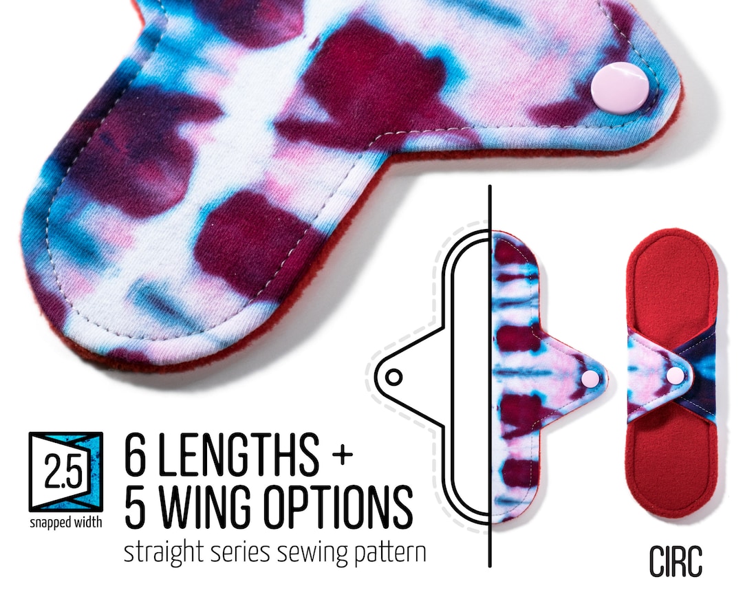 CIRC Straight Cloth Pad Pattern 2.5 Snapped Width Mix & Match Sewing ...