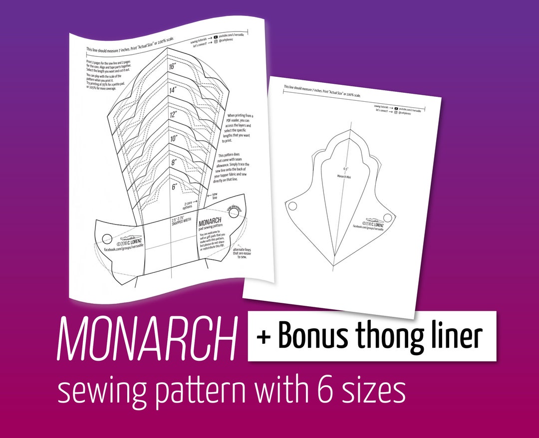 Monarch Cloth Pad Sewing Pattern 6 Lengths Not Interchangeable With ...