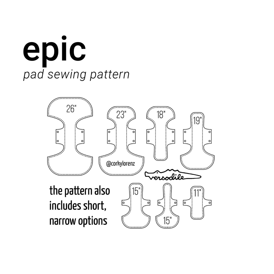 EPIC Overnight Cloth Pad Sewing Pattern | 9" to 26" Long | 2.5" to 4.2 ...