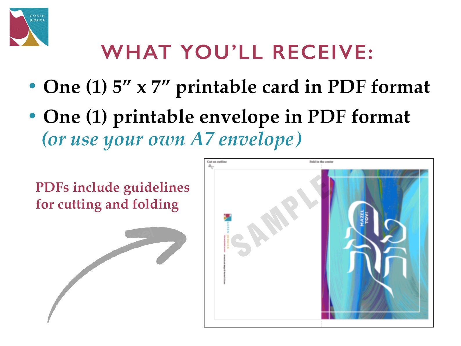Printable Mazel Tov Card, Blue and Purple Design, Instant Download PDF ...