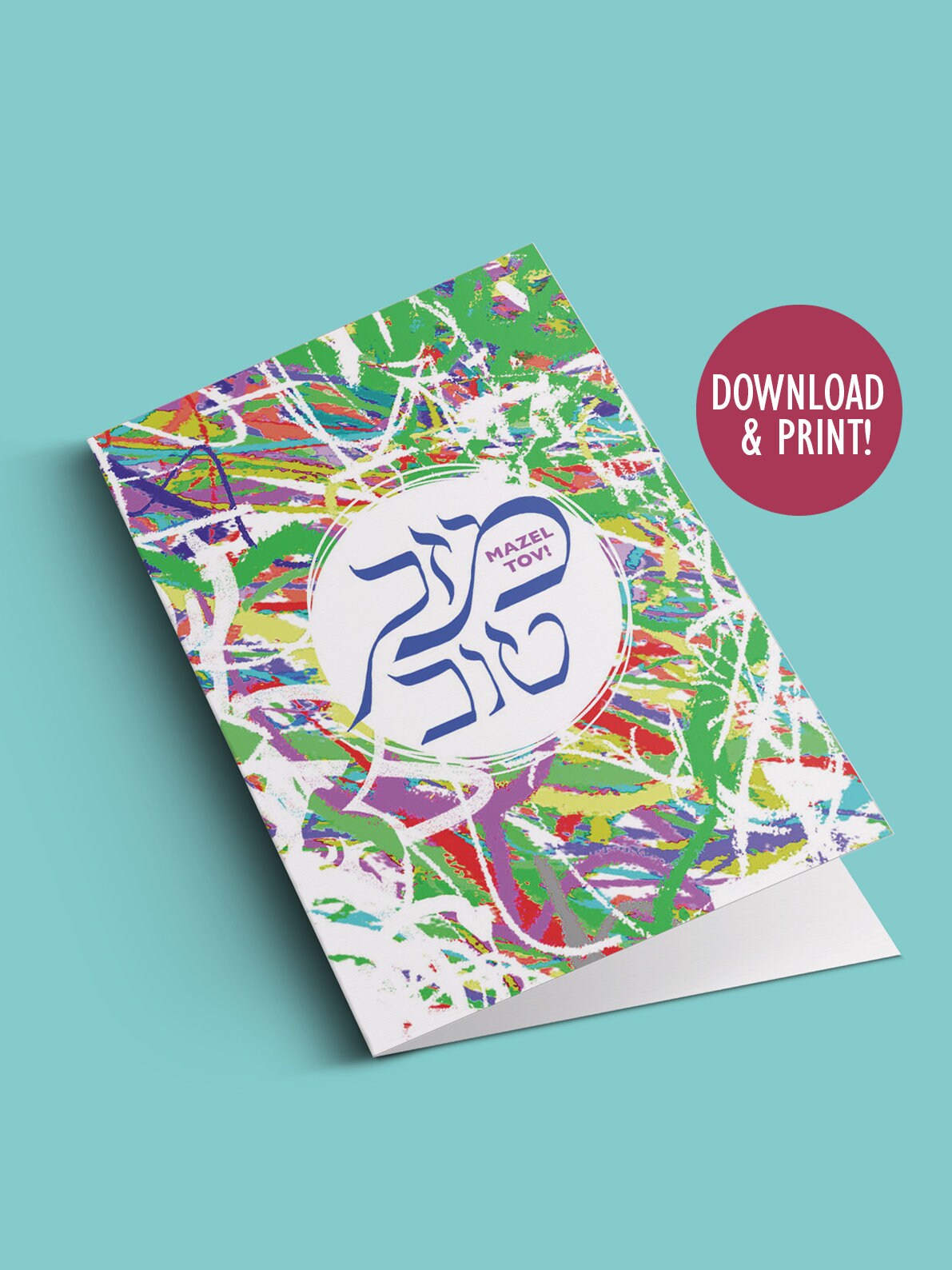 Printable Mazel Tov Card | Multicolor Design (PDF Download) - Etsy
