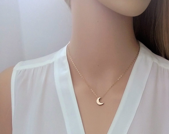 Gold Moon Necklace; 14kt Gold-filled and Bronze Moon Necklace; Gold ...