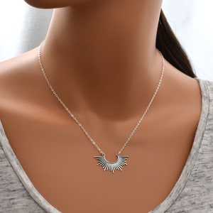 Sterling Silver Sun Rays Necklace Rising Sun Pendant Star Spike ...