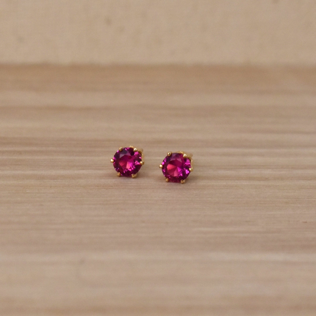 Ruby Stud Earrings in 14K Gold Filled. Small Ruby Post Earrings. July ...