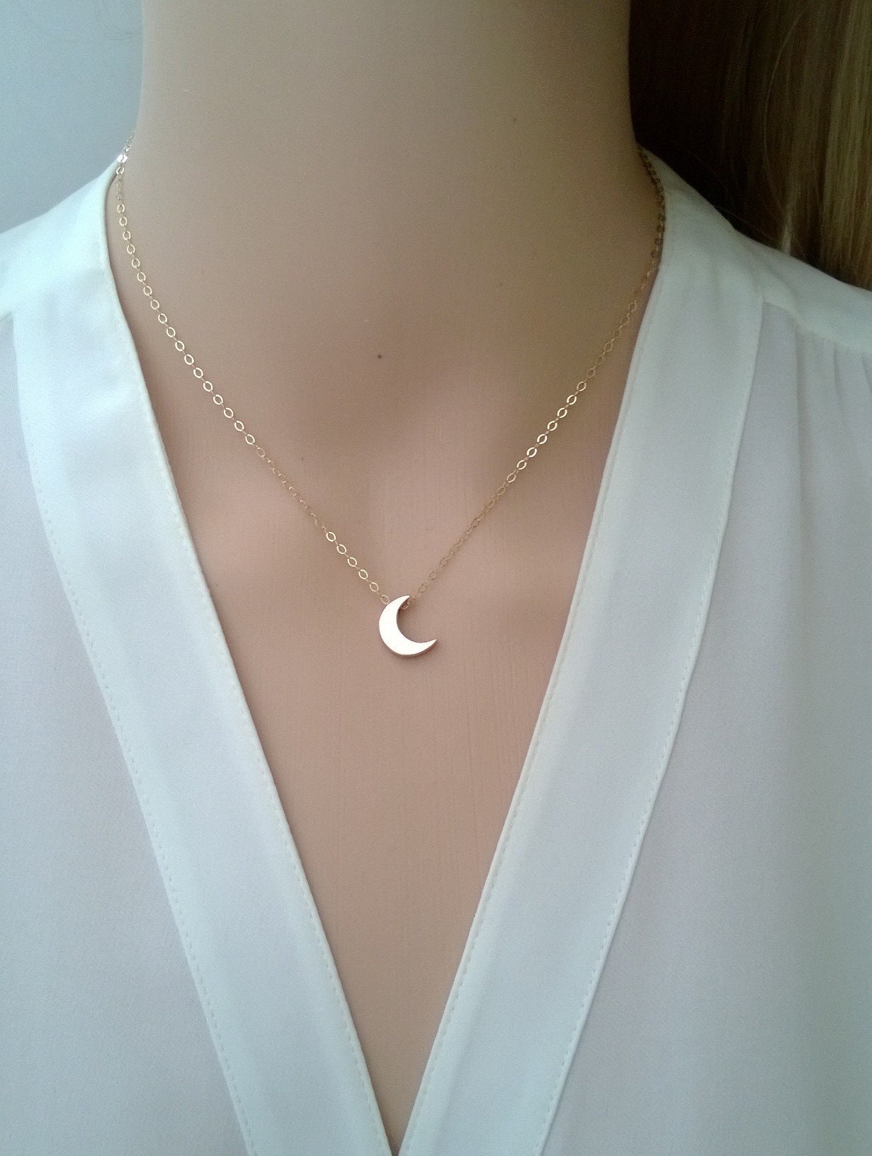 Gold Moon Necklace 14kt Gold-filled and Bronze Moon Necklace - Etsy