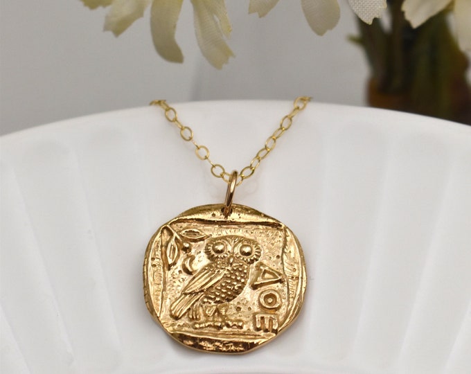 Athena Coin Necklace, Greek, Mythology, Owl Necklace - Etsy