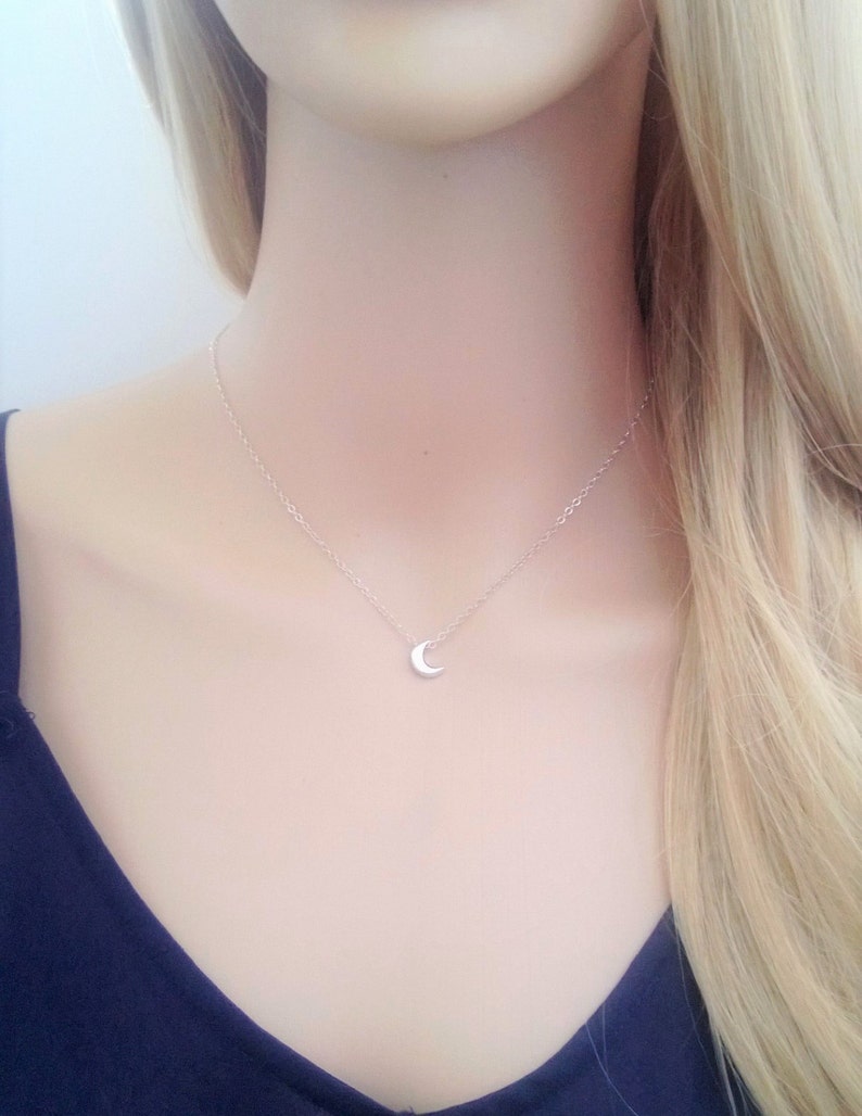 Small Sterling Silver Moon Necklace Cresent Moon Necklace - Etsy