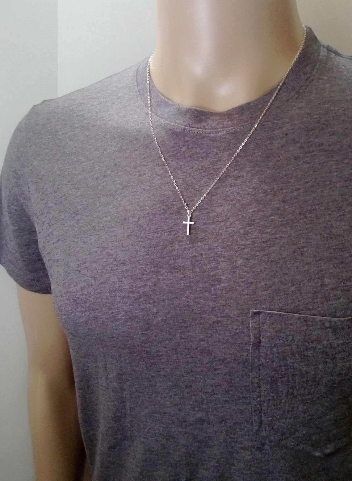 Small Sterling Silver Cross Necklace: Simple, Solid Silver - Etsy