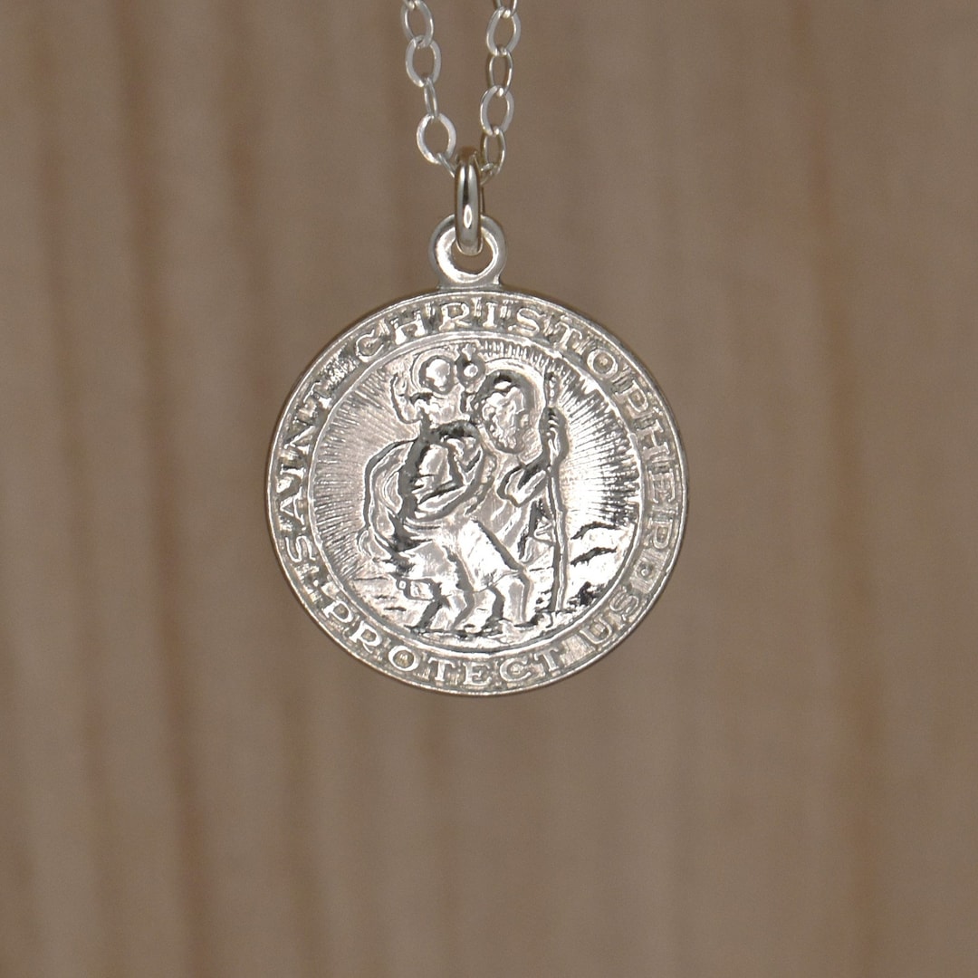 Sterling Silver St. Christopher Necklace: Patron Saint Medallion - Etsy