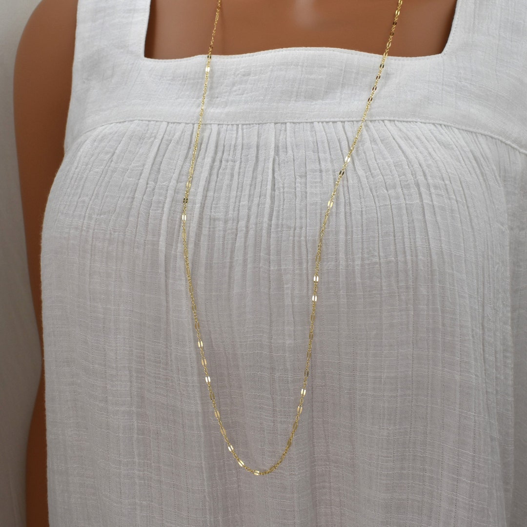 Long Gold Chain Necklace in 14K Gold Filled. 36 Inch Sparkly Rope ...