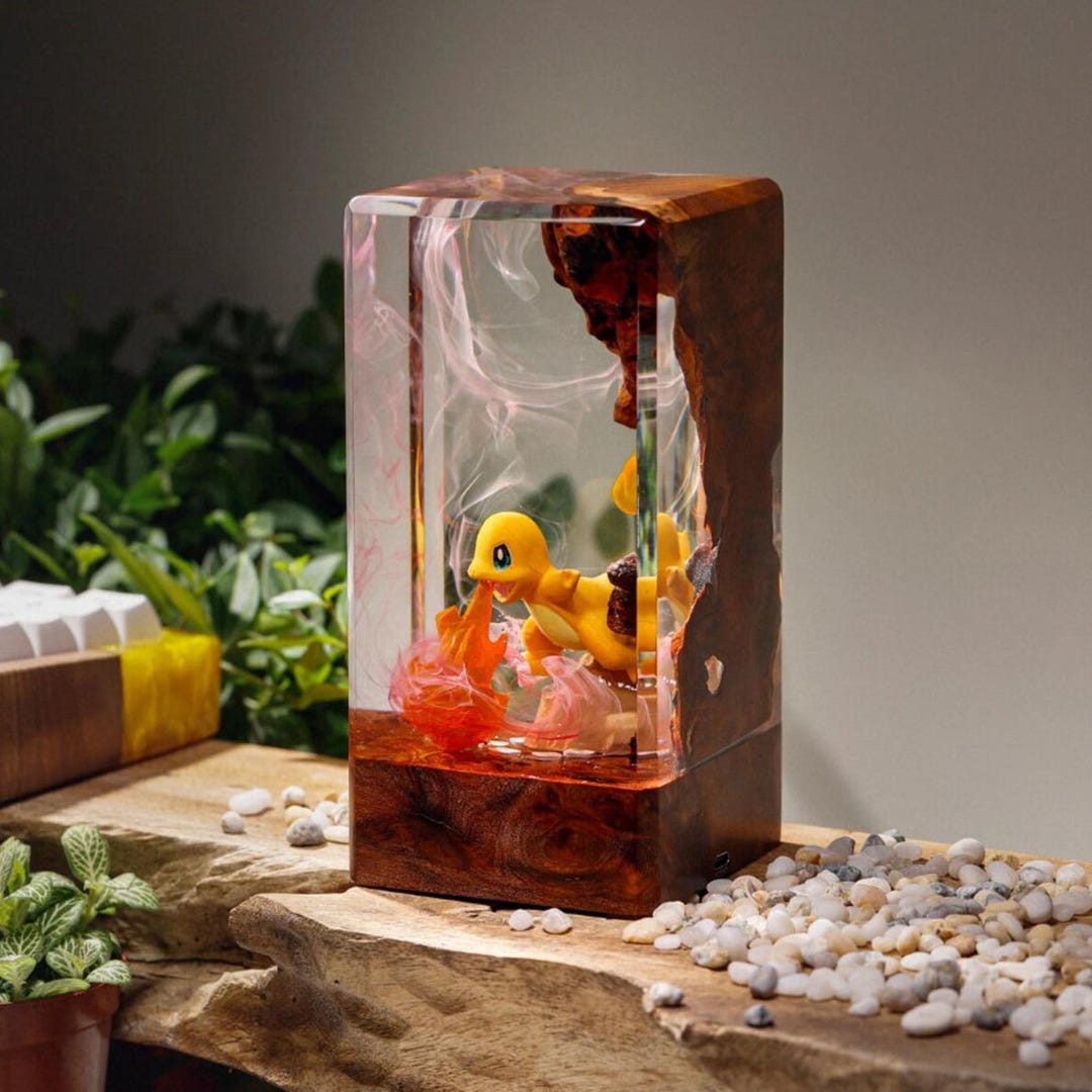 Charmander Night Light, Custom Pokemon Resin Lamp, Epoxy Resin Art ...