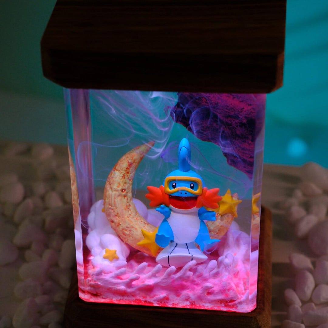 MUDPIK POKEMON Resin Lamp, Custom Pokemon Epoxy Lamp, Gengar Resin Wood ...