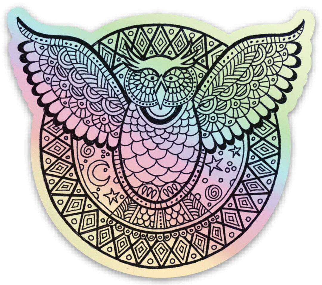 Holographic Owl Sticker 3X3 - Etsy