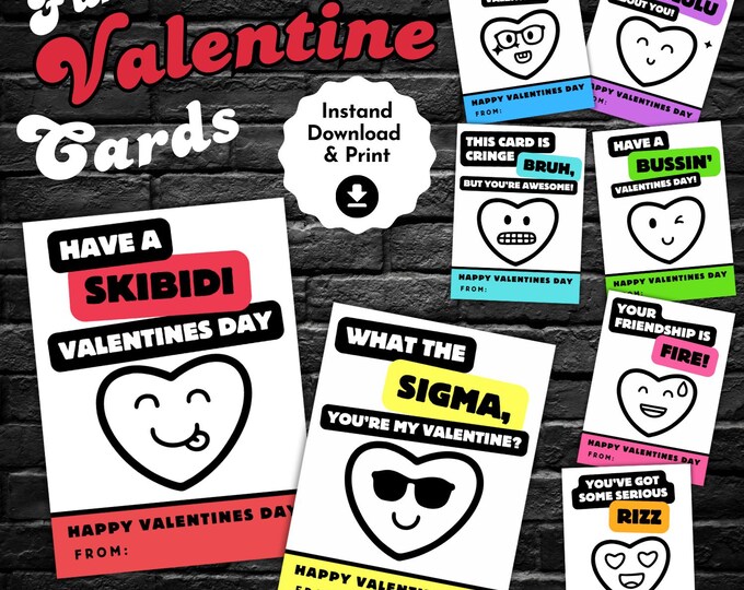Kids Slang Valentine's Day Cards, Printable Funny Valentines Card ...