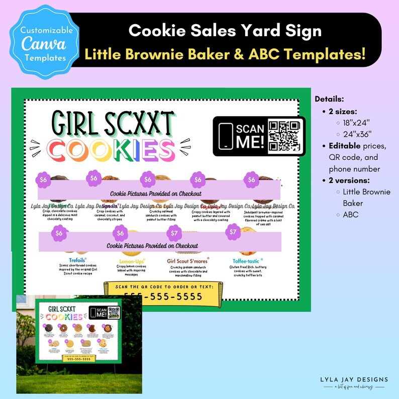 Scout Cookie Yard Sign Template: LBB & ABC Baker (digital Download) - Etsy