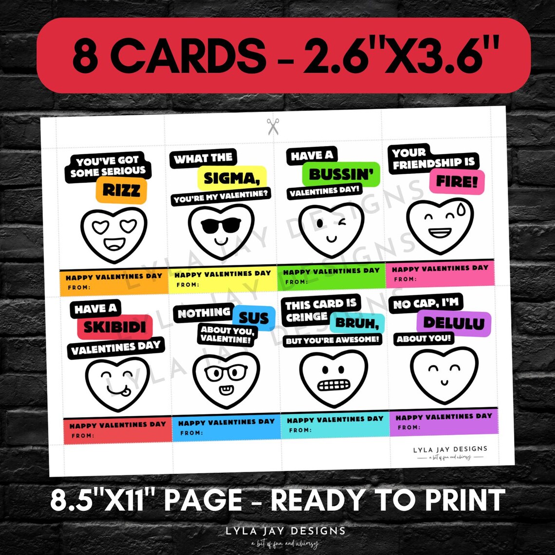 Slang Kids Valentine's Day Cards, Funny Printable Classroom Valentine ...