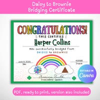 Girl Scout Bridging Certificate: Daisy to Brownie Award (printable ...