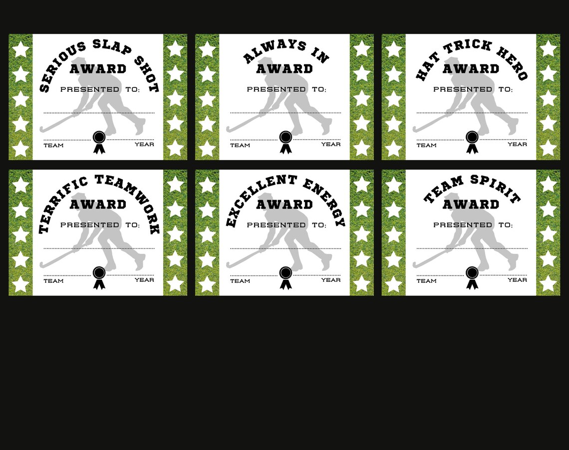 Editable Field Hockey Team Awards, Certificates, End of Season Awards ...