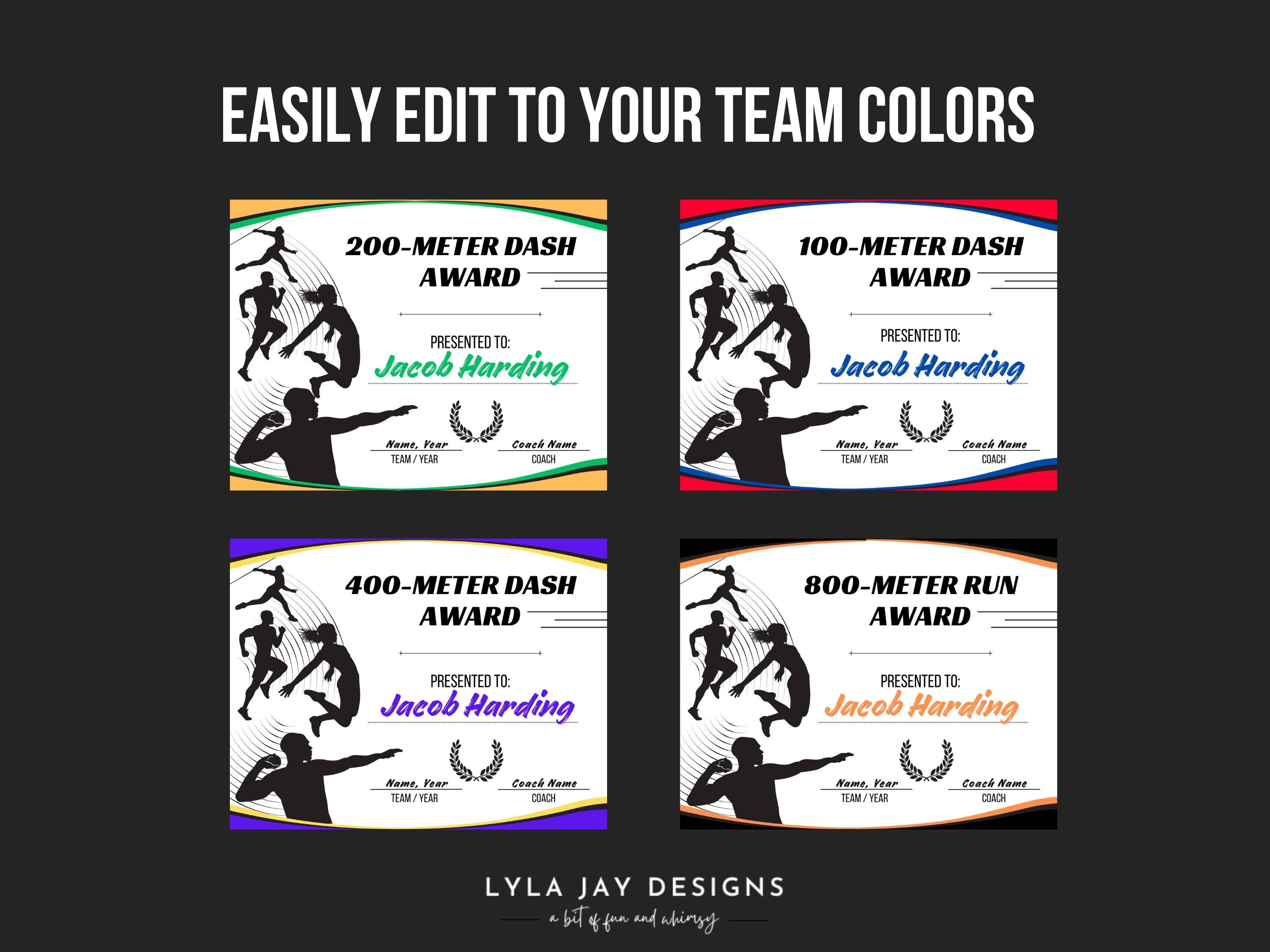 Track and Field Awards Certificates, Editable End of Season Awards ...