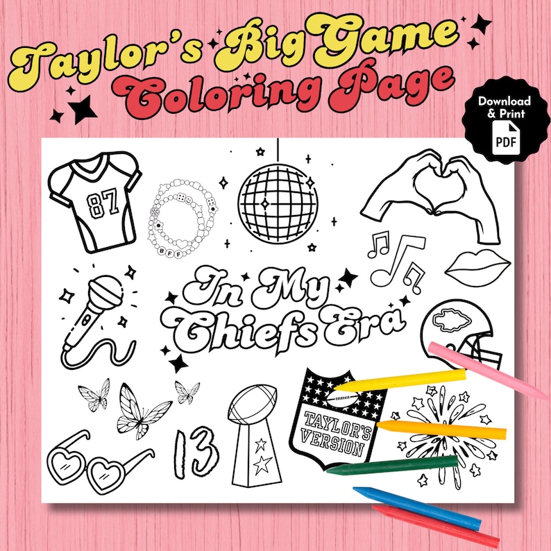 Taylor Coloring Page Super Bowl Printable, Instant Download, Superbowl ...