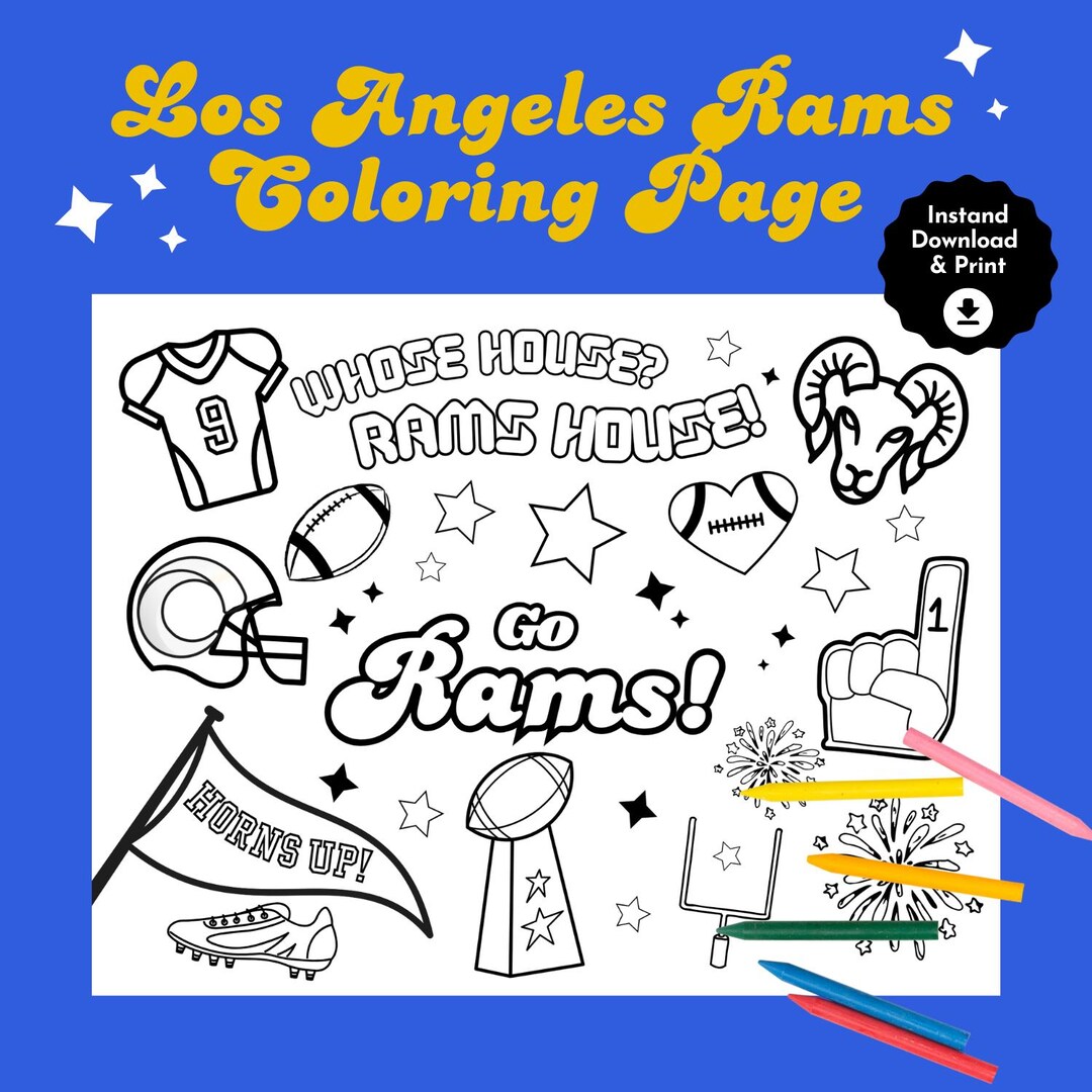 Rams Coloring Page: Kids' Football Activity (PDF) - Etsy