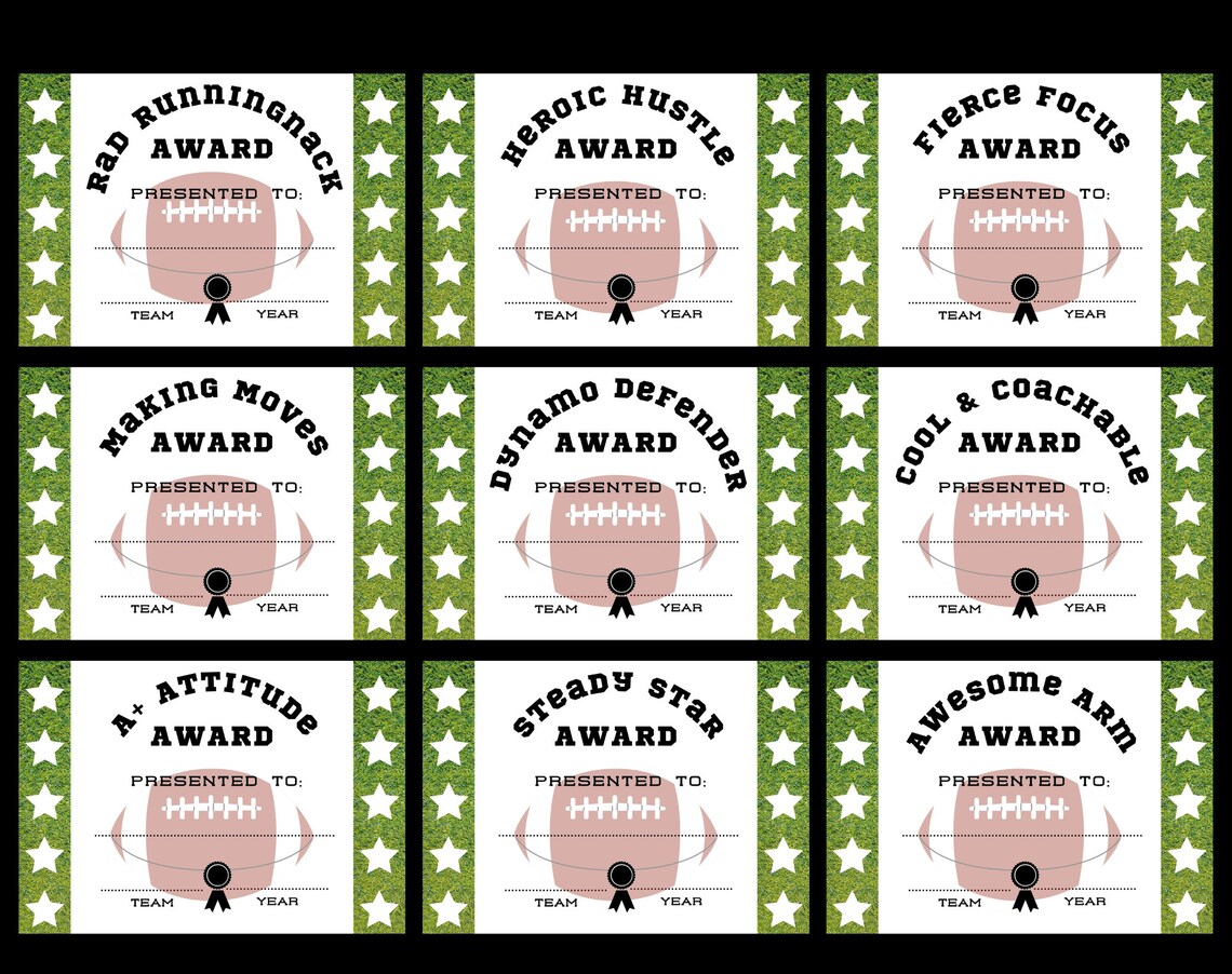 Editable Football Team Awards, Certificates, End of Season Awards ...