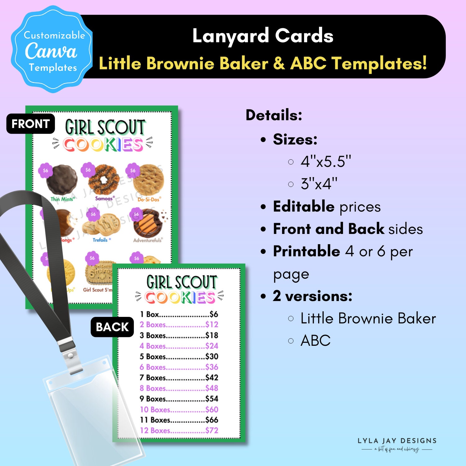 2024 Bundle Girl Scout Cookies Signs, LBB and ABC Baker, Girl Scout ...