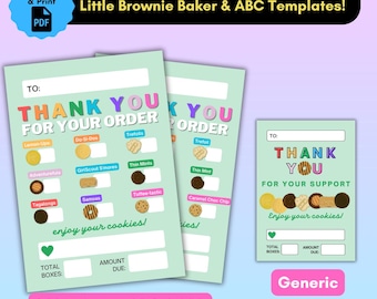 LBB Girl Scout Cookie Order Thank You Printable Little Brownie Cookies ...