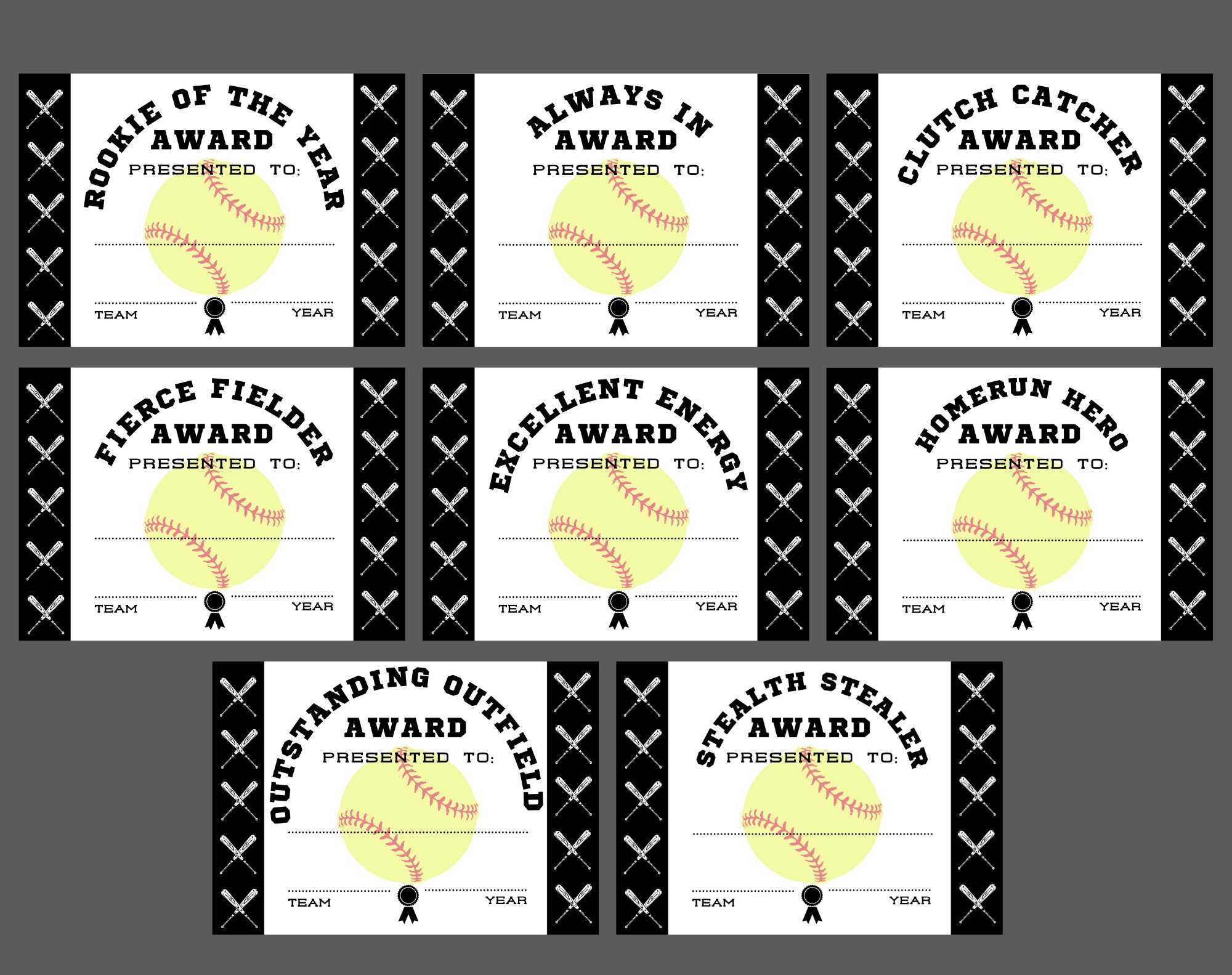 Editable Softball Team Awards, Certificates, End of Season Awards ...