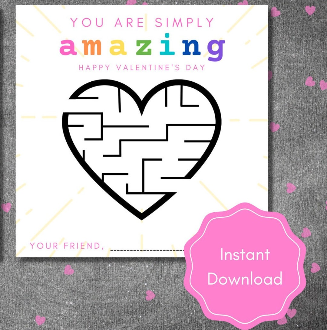 Valentine's Day Maze Card Game - Printable Instant Download - Etsy