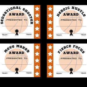 Editable Basketball Team Awards: Printable End of Season Certificates ...