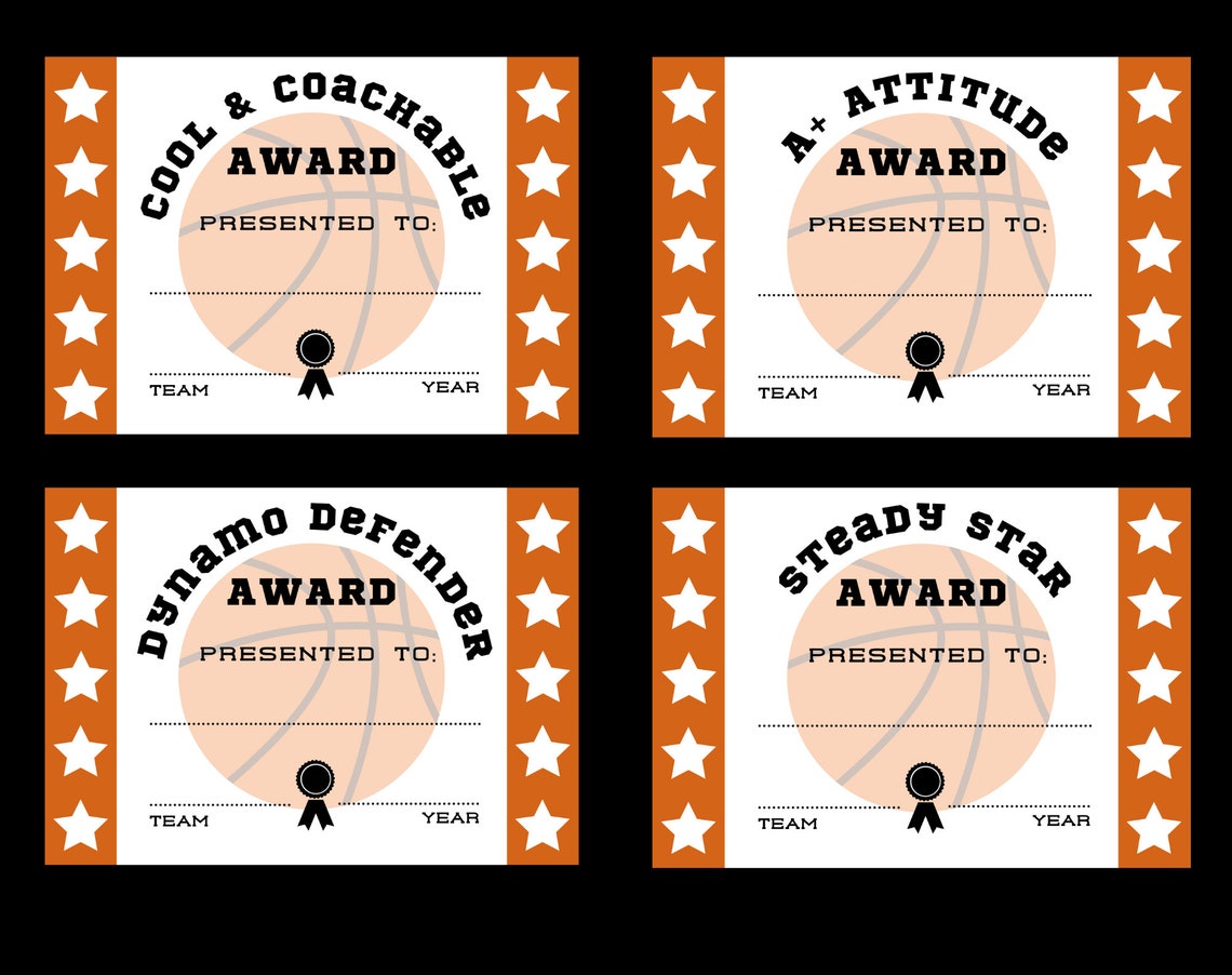 Editable Basketball Team Awards, Certificates, End of Season Awards ...
