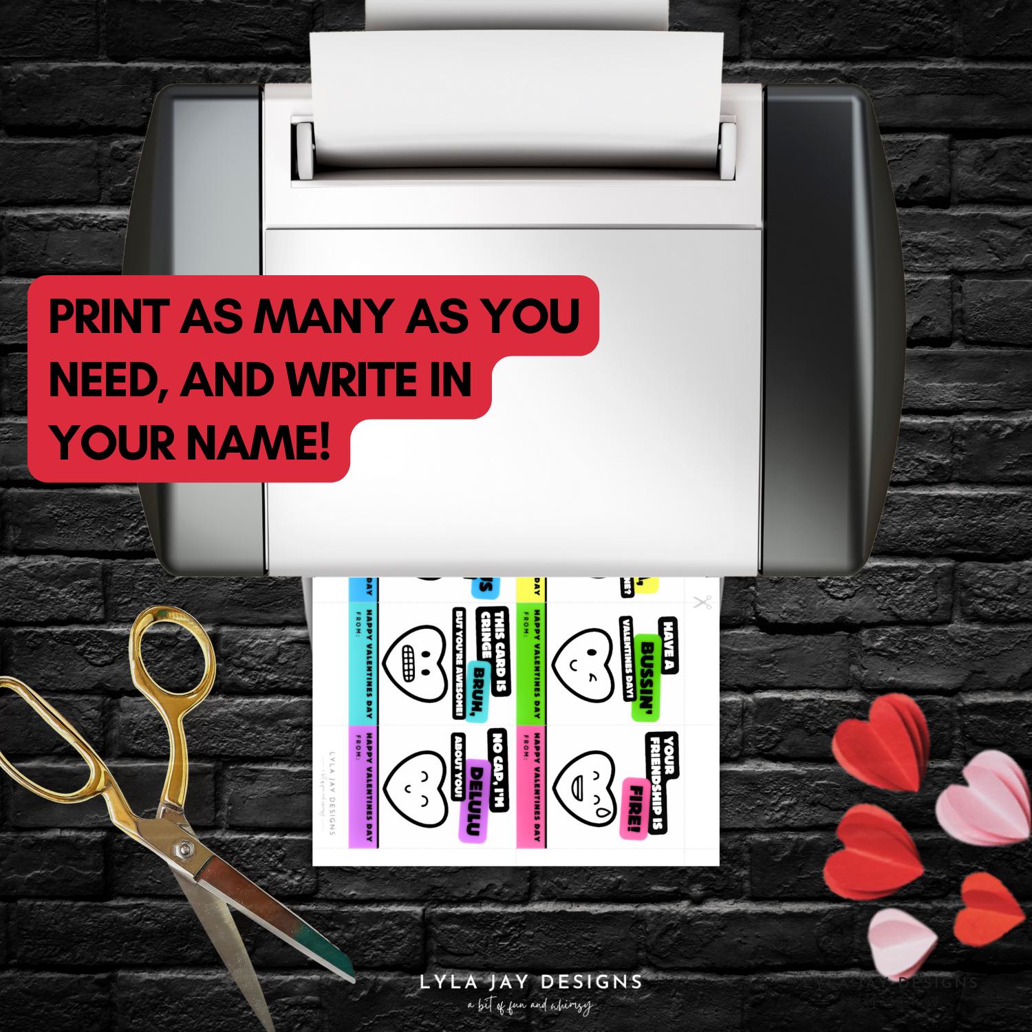 Slang Kids Valentine's Day Cards, Funny Printable Classroom Valentine ...