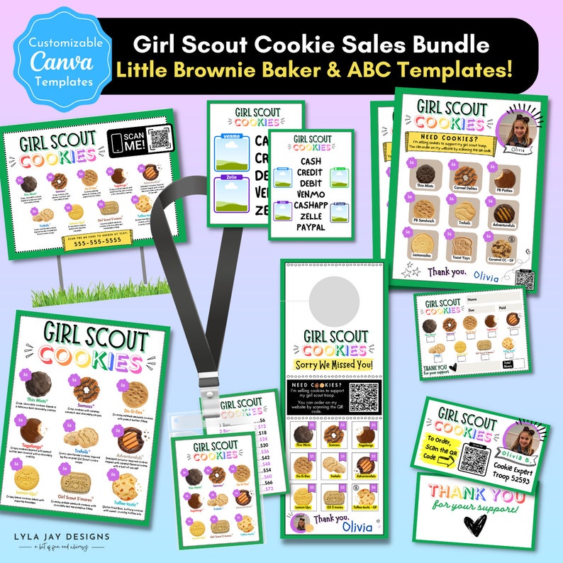 2024 Bundle Girl Scout Cookies Signs, LBB and ABC Baker, Girl Scout ...