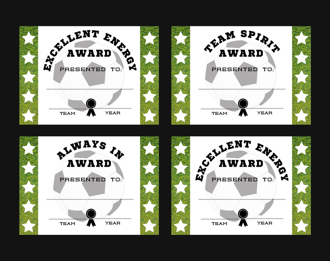 Editable Soccer Team Awards, Certificates, End of Season Awards ...