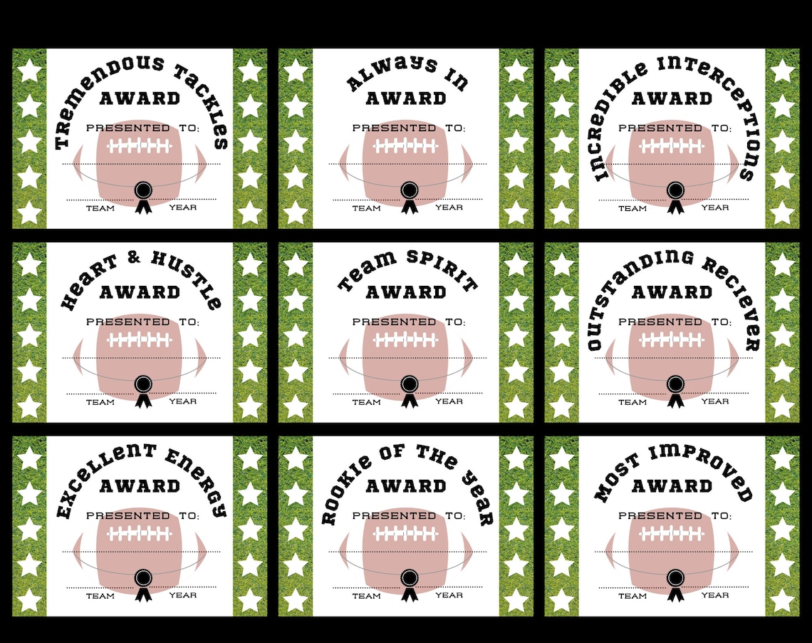 Editable Football Team Awards, Certificates, End of Season Awards ...