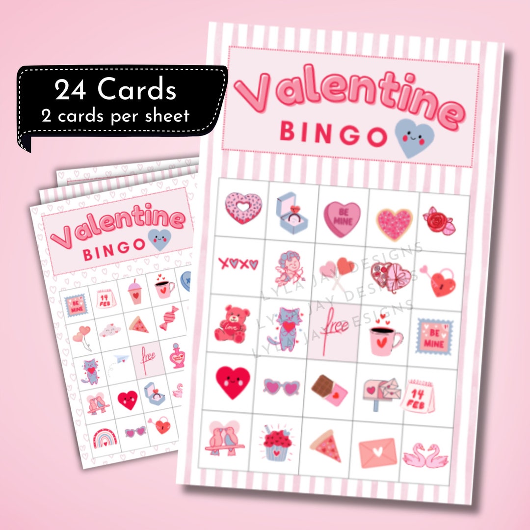 Valentine's Day Bingo Game for Kids Digital Instant Download, Cute ...
