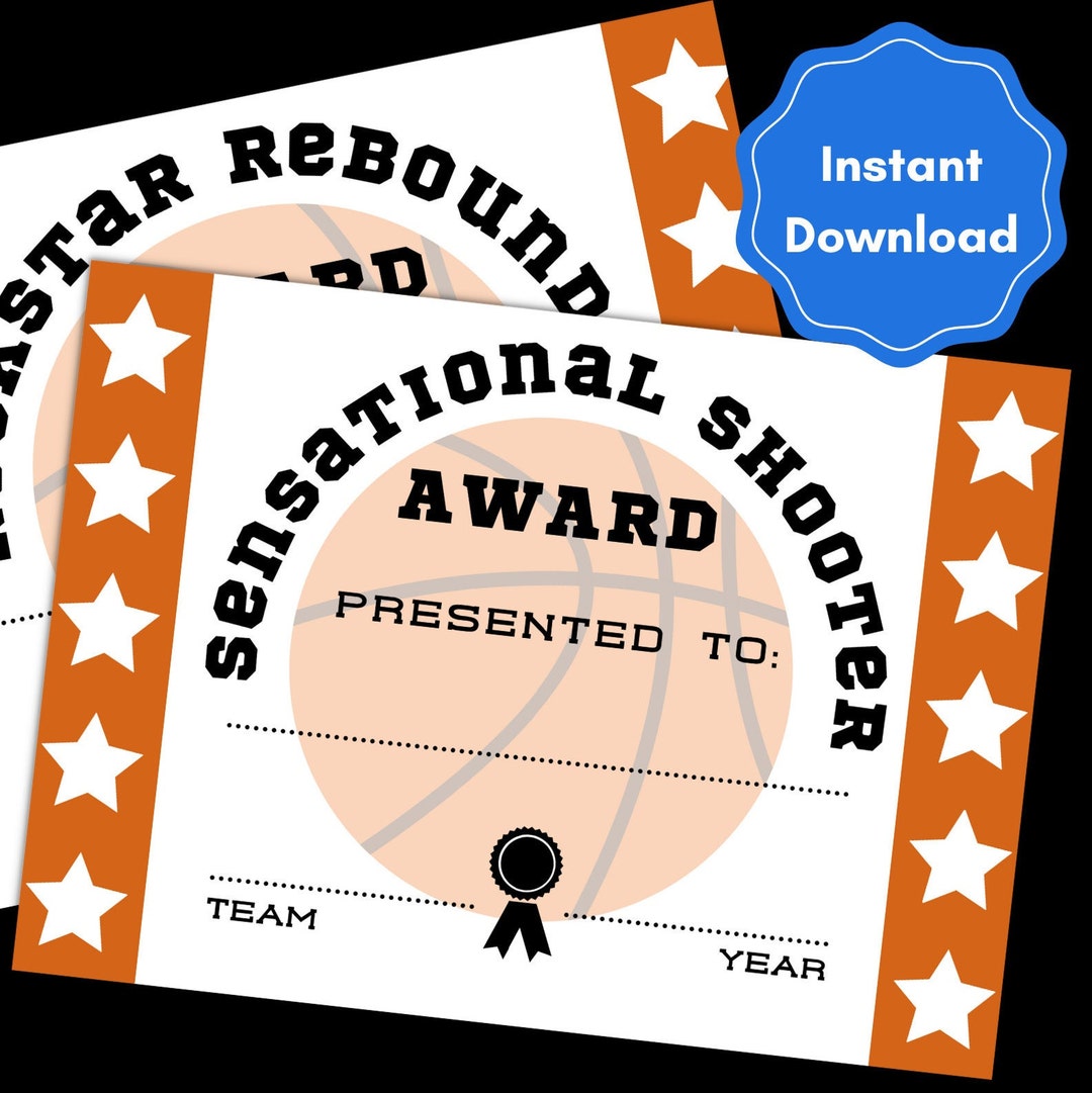 Editable Basketball Team Awards: Printable End of Season Certificates ...