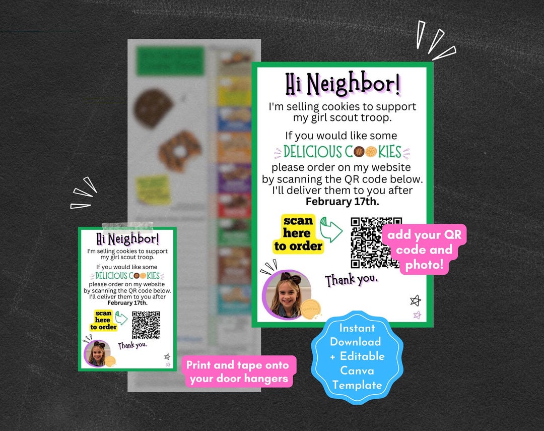 Scout Cookie Sales Template: Editable Card, Tag, Door Hanger (PDF) - Etsy