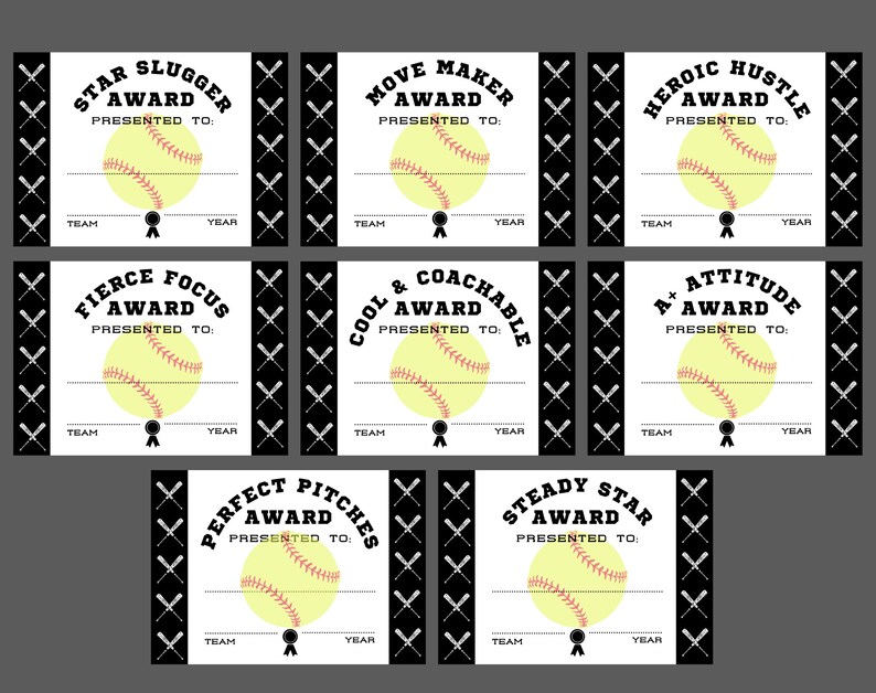Editable Softball Team Awards, Certificates, End of Season Awards ...