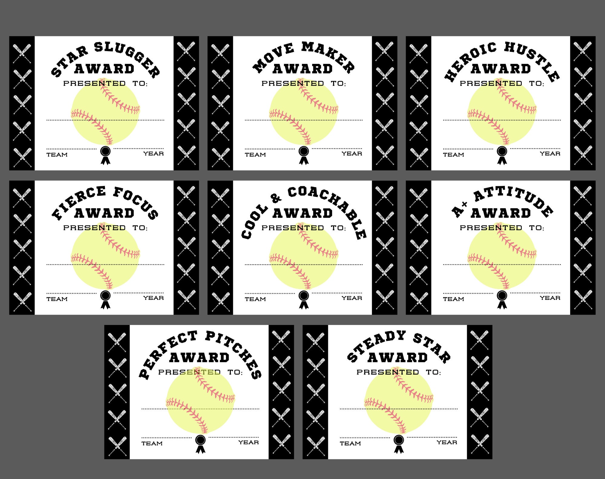 Editable Softball Team Awards, Certificates, End of Season Awards ...