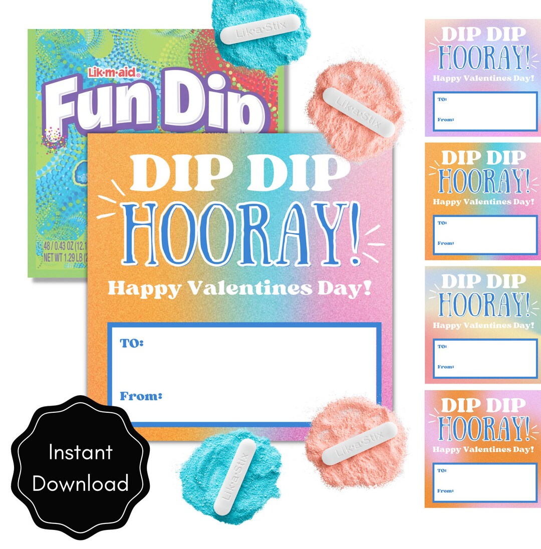Valentine's Day Fun Dip Candy Card - Printable Instant Download - Etsy