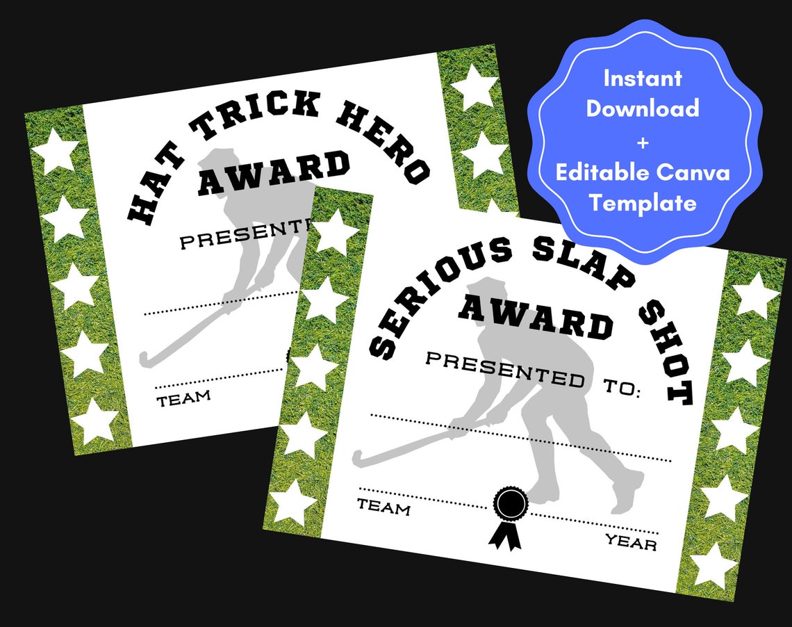 Editable Field Hockey Team Awards Certificates End of Season - Etsy