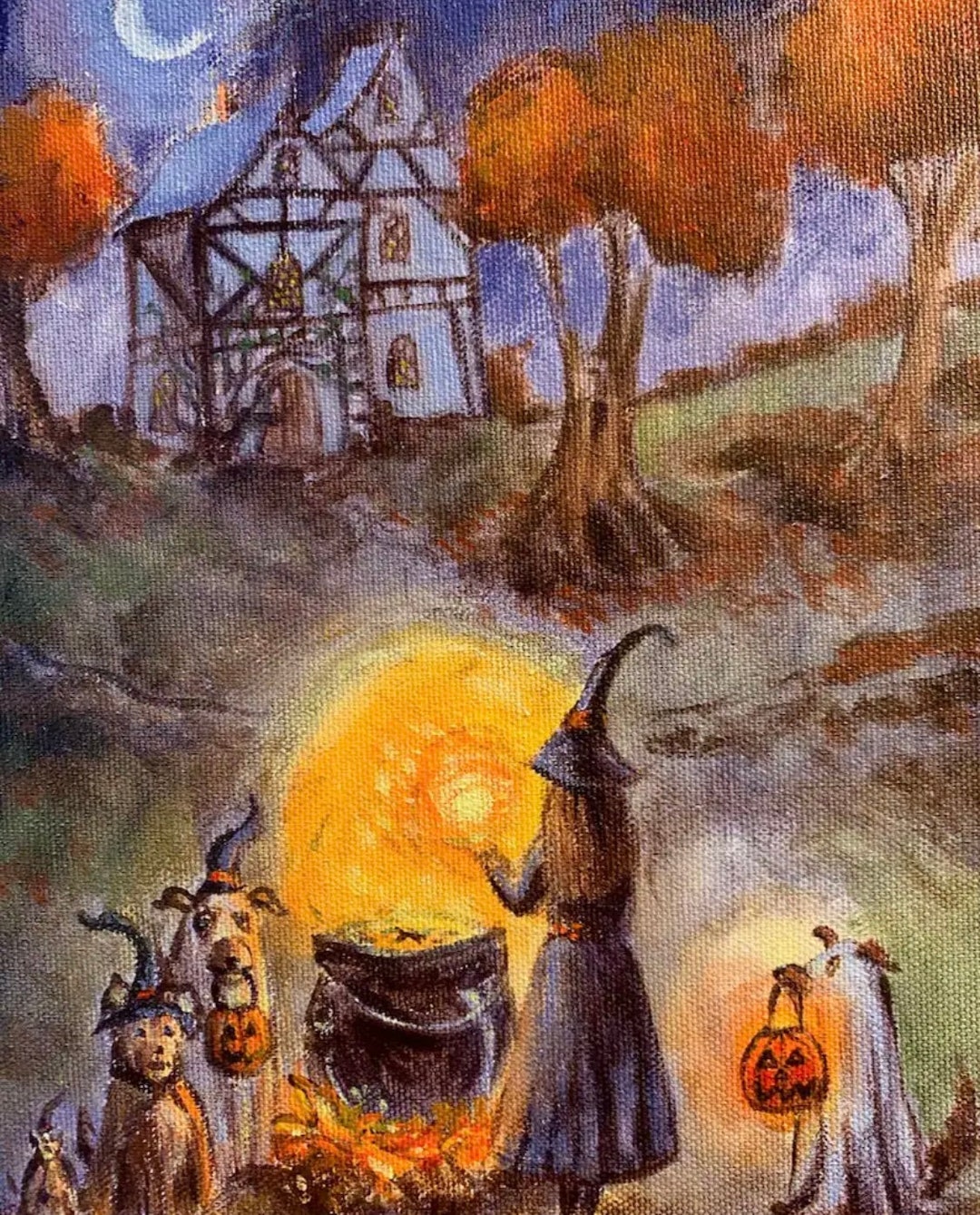 A Bewitching Halloween Witch Halloween Dog 9x 12 Inch Print - Etsy