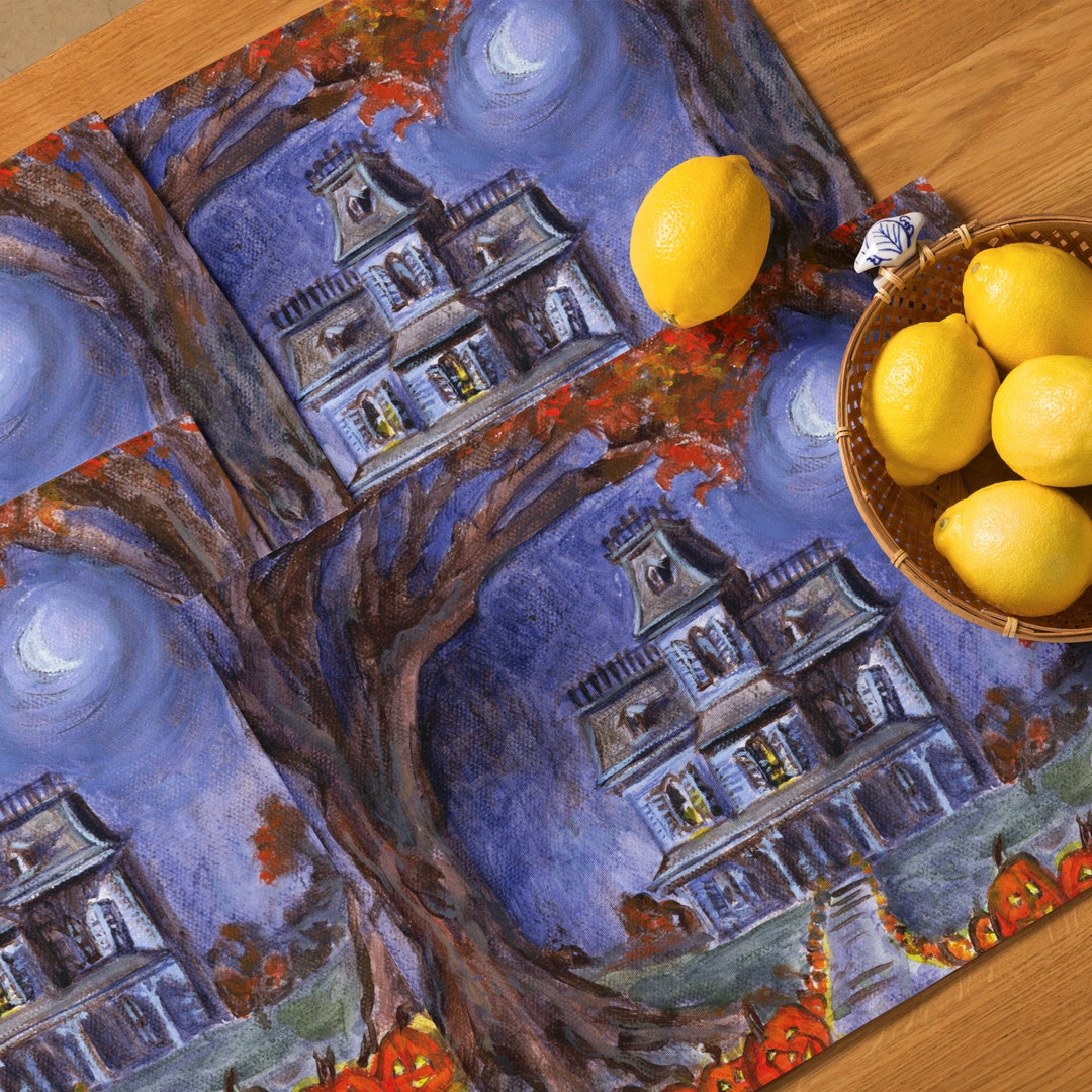 Halloween Haunted House Placemat Set / Halloween Decor / - Etsy