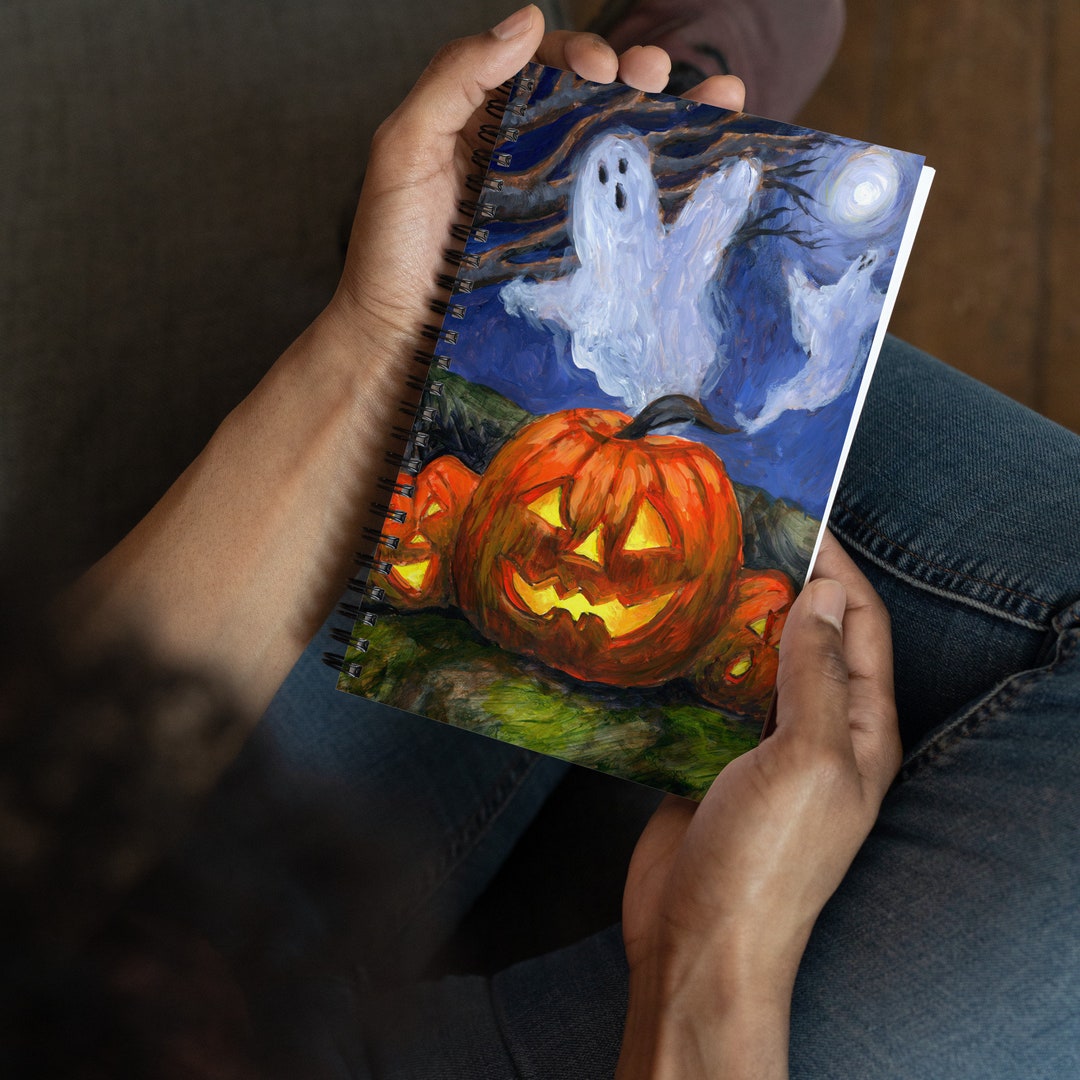 Halloween Ghost & Jack O'lantern Dotted Journal - Etsy